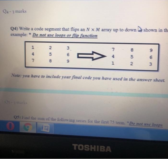 Solved 04 Write A Code Segment That Flips An N M Array Up 6846