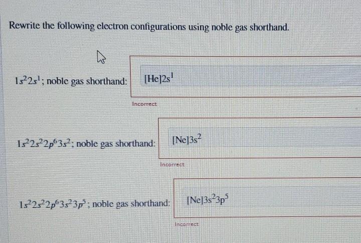 Solved Rewrite the following electron configurations using | Chegg.com