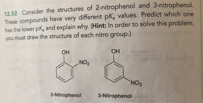 Solved 12.52 Consider the structures of 2-nitrophenol and | Chegg.com
