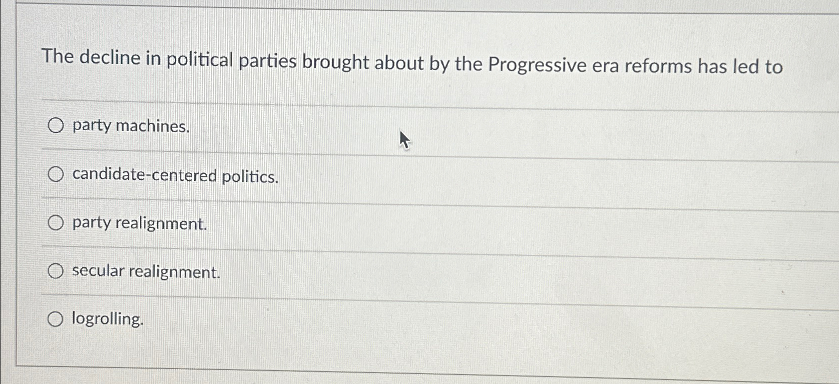 Solved The decline in political parties brought about by the | Chegg.com