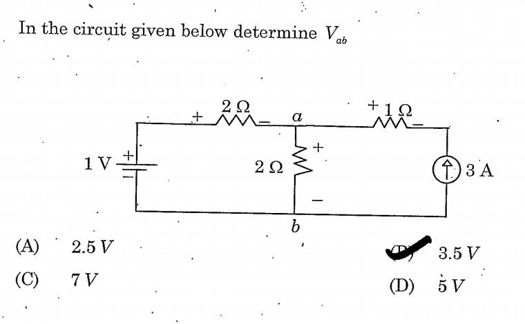 Solved In the circuit given below determine Vab (A) 2.5 V | Chegg.com