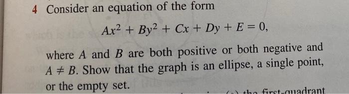Solved 4 Consider an equation of the form Ax2 + By2 + Cx + | Chegg.com