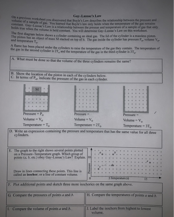 Solved Gay-Lussac's Law ous worksheet you discovered that | Chegg.com