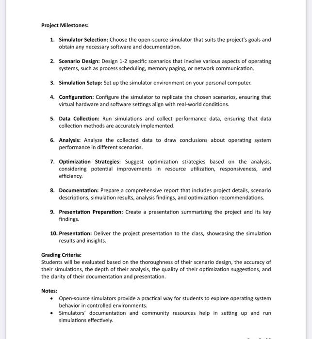 Solved Project Title: Operating System Simulation and | Chegg.com