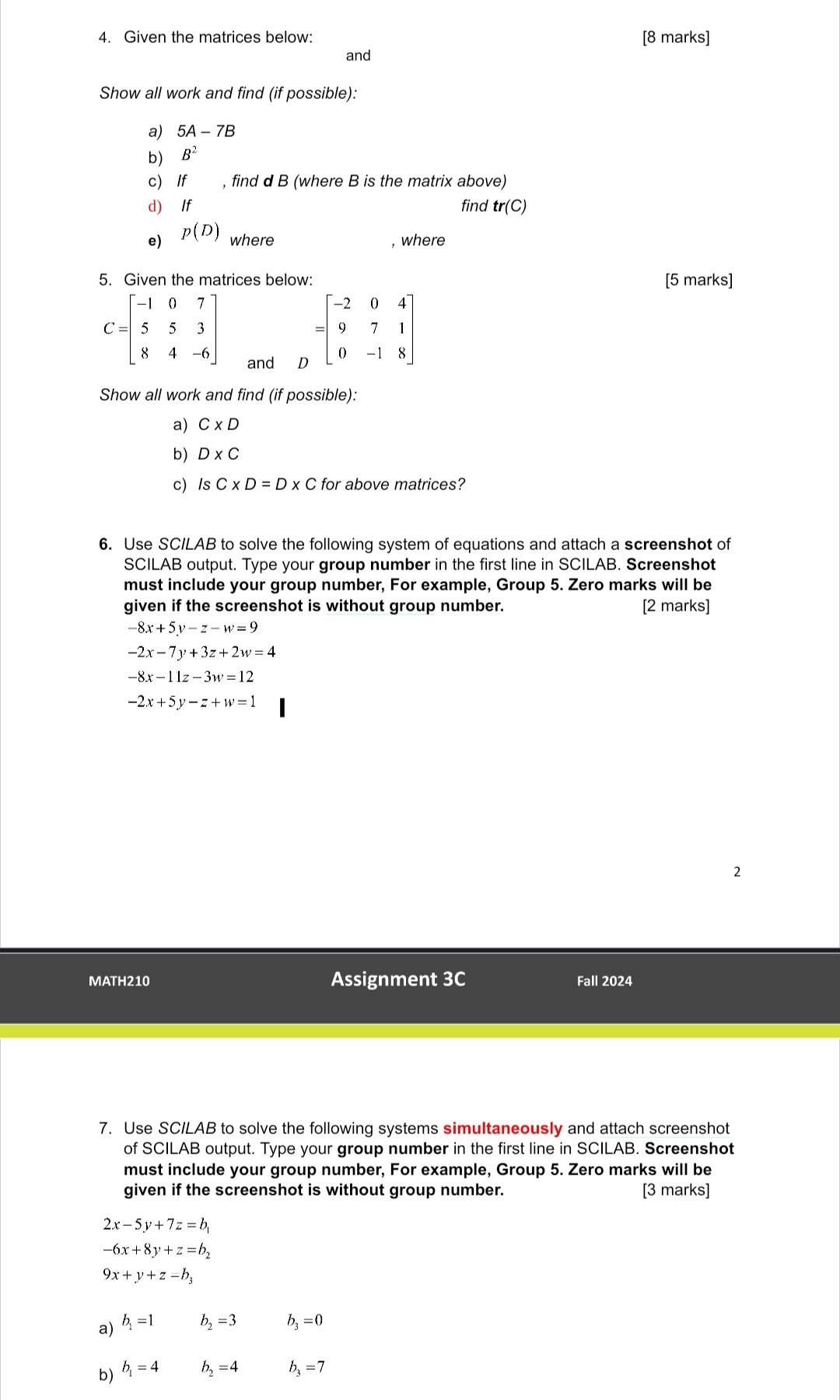 Solved by an EXPERT Please provide step by step solution for each linear | Chegg.com