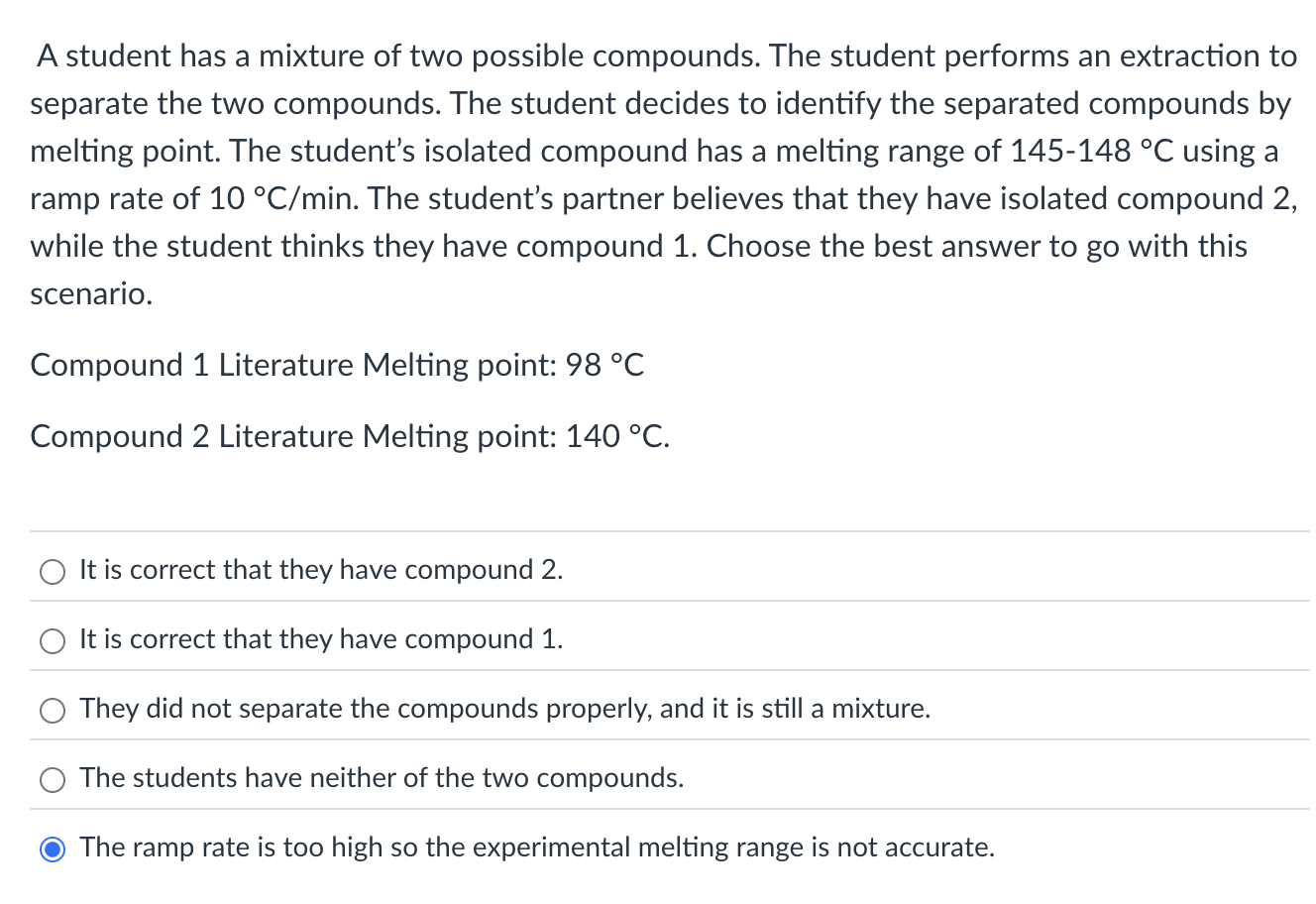 Solved A student has a mixture of two possible compounds. | Chegg.com