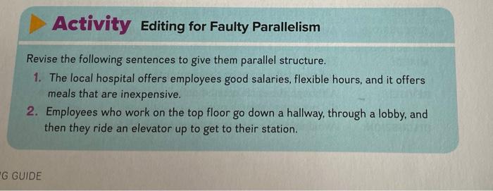 Activity Editing for Faulty Parallelism Revise the | Chegg.com