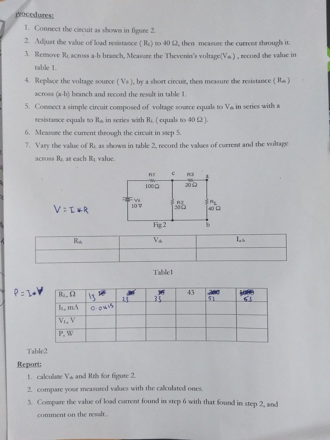 Solved procedures: 1. Connect the circuit as shown in figure | Chegg.com