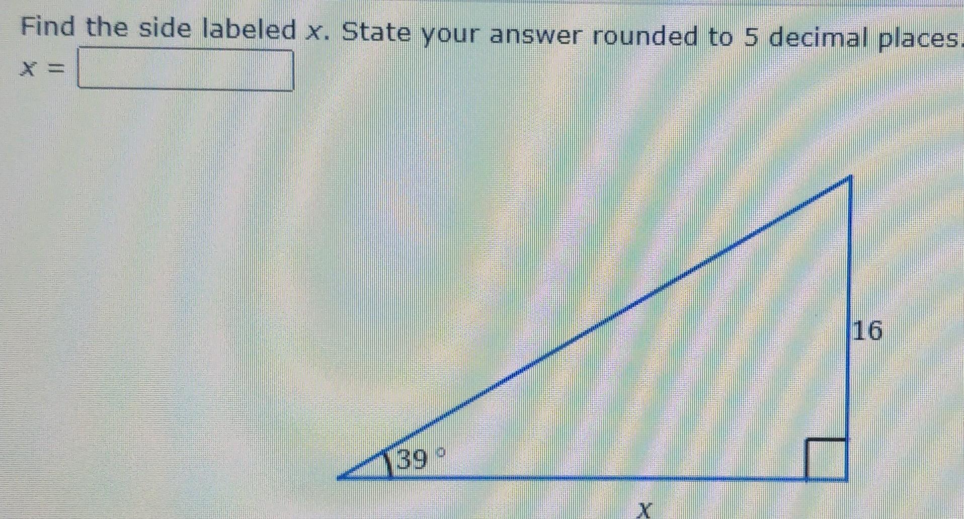 Solved Find the side labeled x. State your answer rounded to | Chegg.com