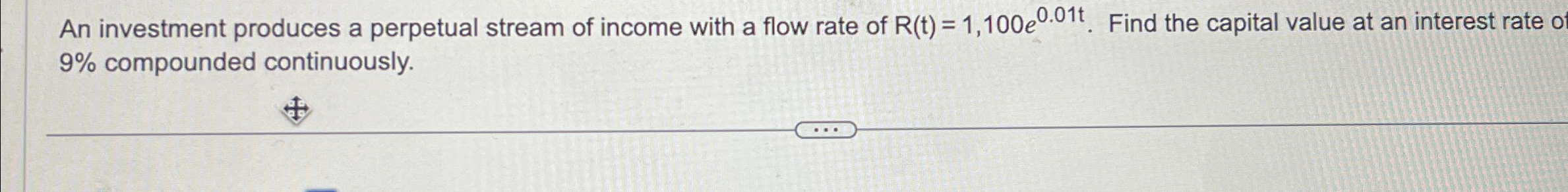 Solved An investment produces a perpetual stream of income | Chegg.com