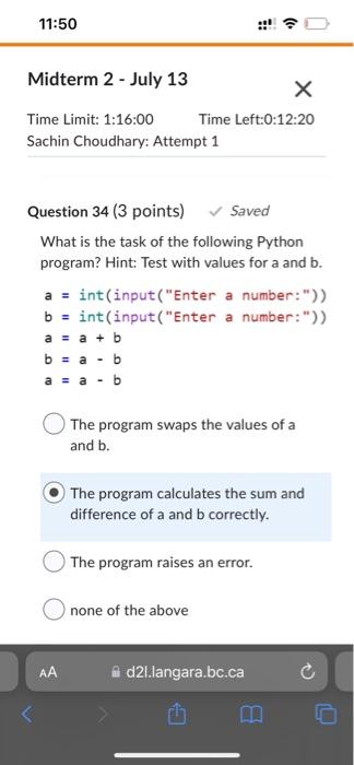 Solved What is the task of the following Python program? | Chegg.com