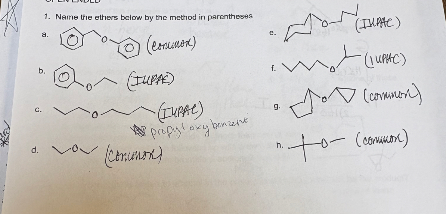 Solved Name the ethers below by the method in | Chegg.com