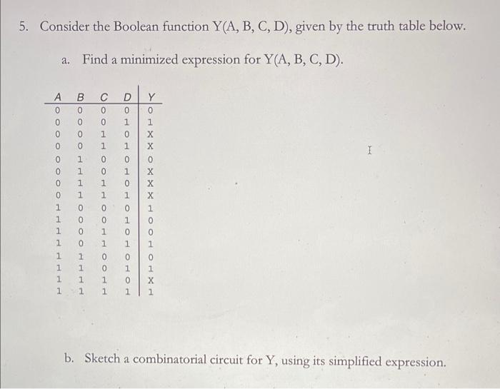 Solved Consider The Boolean Function Yabcd Given By 1277