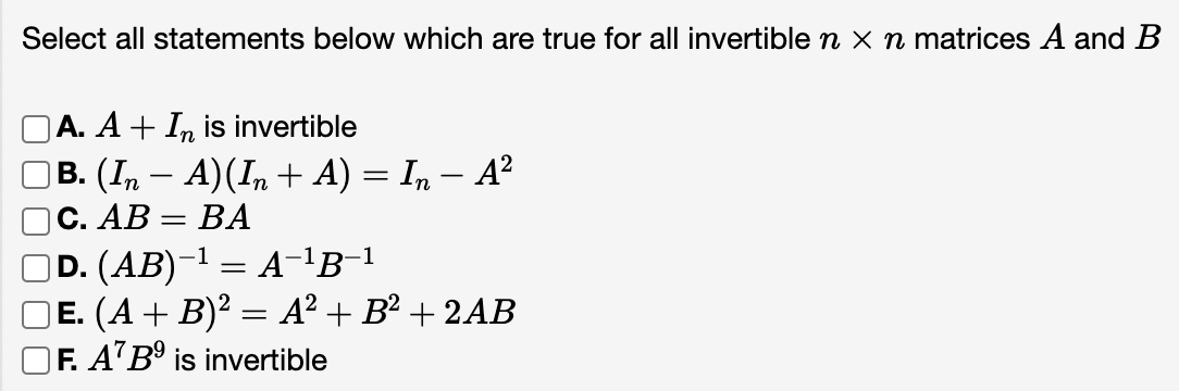 Solved Select all statements below which are true for all | Chegg.com