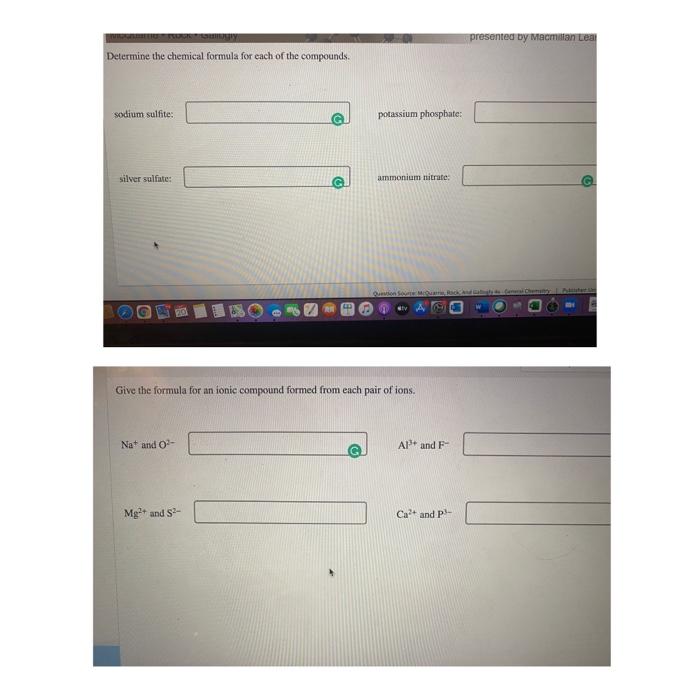 Solved presented by Macmillan Lear Determine the chemical | Chegg.com