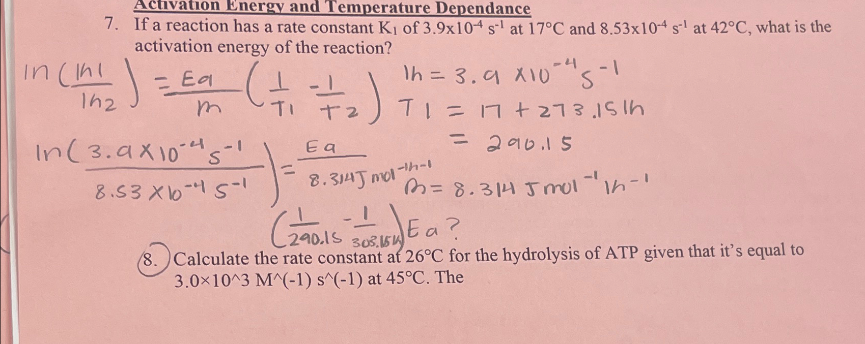 Solved If a reaction has a rate constant K1 ﻿of 3.9×10-4s-1 | Chegg.com