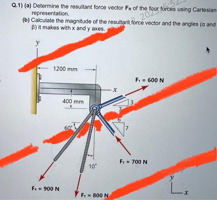 Solved Q.1) (a) Determine the resultant force vector FR of | Chegg.com