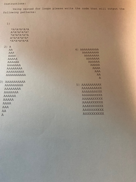Solved Can someone please help me write the nested for loop | Chegg.com