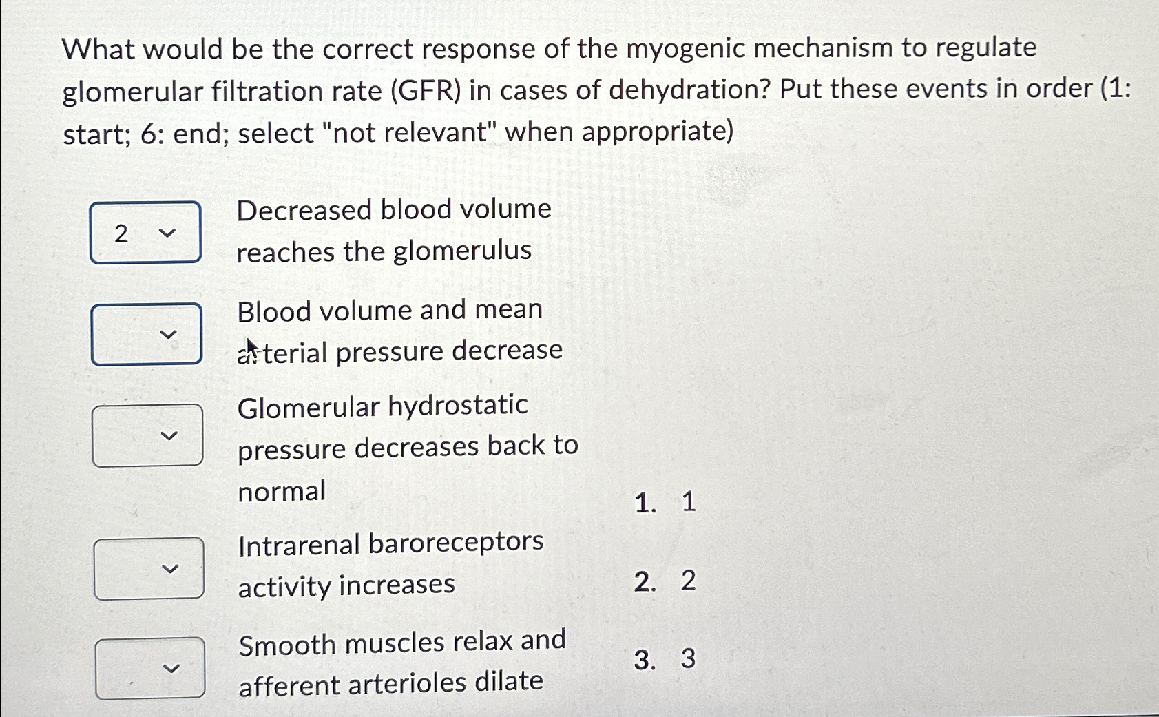 Solved What would be the correct response of the myogenic | Chegg.com