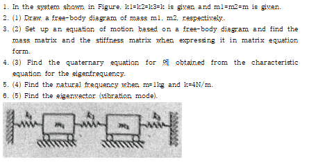Solved 1. In the system shown in Figure, kl-k2-k3-k is given | Chegg.com