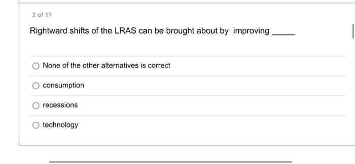 Solved 1 of 17 On every point of the vertical LRAS curve we | Chegg.com