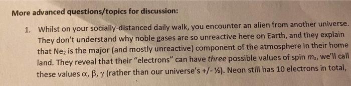 Solved More advanced questions/topics for discussion: 1. | Chegg.com