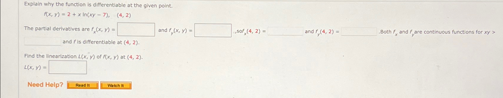Solved Explain why the function is differentiable at the | Chegg.com