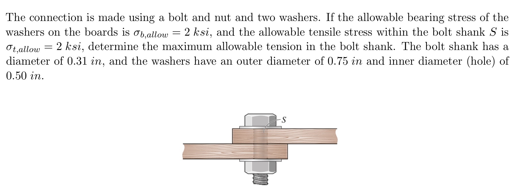 Solved The connection is made using a bolt and nut and two | Chegg.com