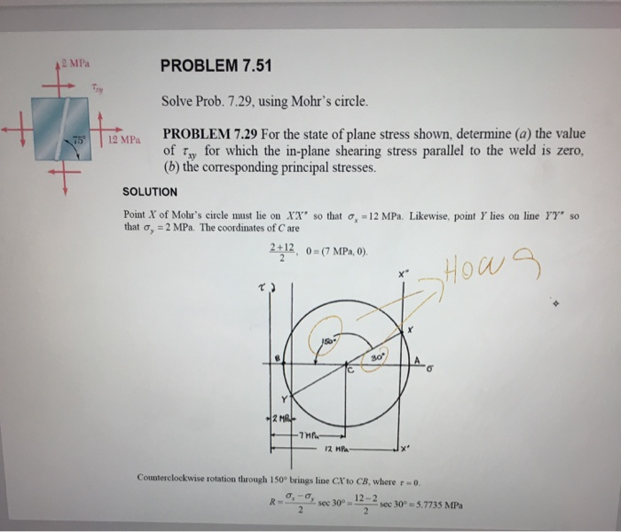 Solved MPa PROBLEM 7.51 Solve Prob. 7.29, using Mohr's | Chegg.com