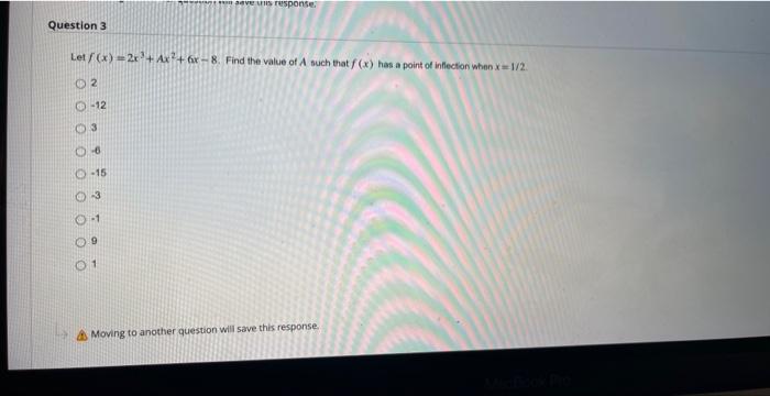 Solved Let f(x)=2x3+Ax2+6x−8. Find the value of A such that | Chegg.com