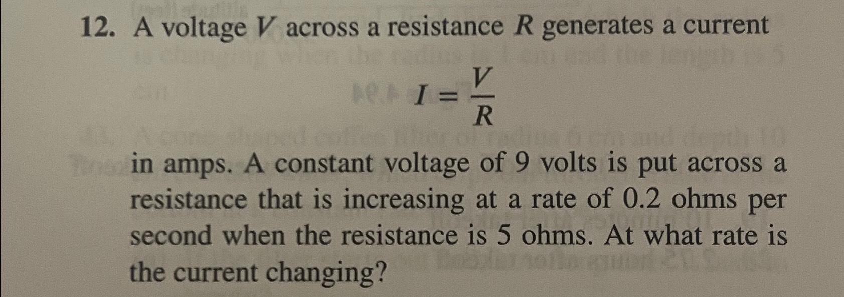 Solved A voltage V ﻿across a resistance R ﻿generates a | Chegg.com