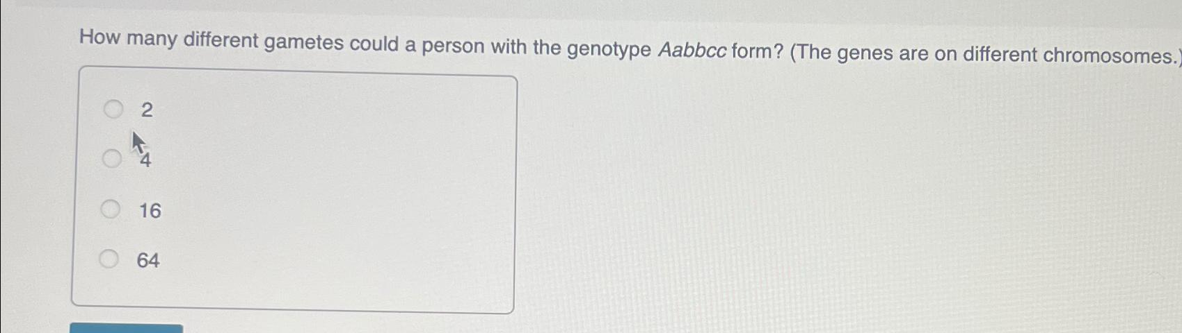 Solved How many different gametes could a person with the | Chegg.com