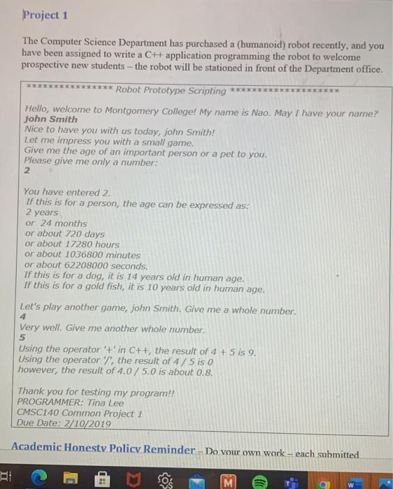 Solved Project 1 The Computer Science Department has | Chegg.com