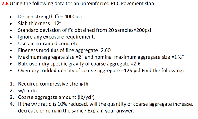 Solved Civil Engineering Materials #7.6 ﻿Using the following | Chegg.com