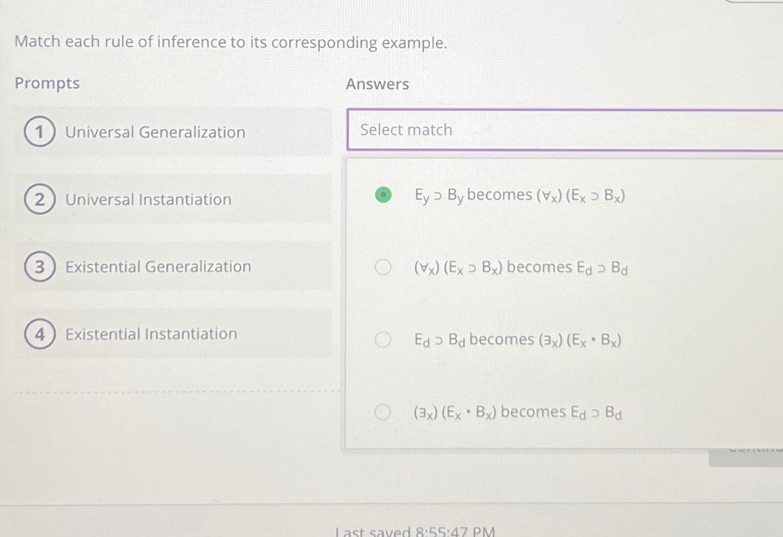 Solved Match each rule of inference to its corresponding | Chegg.com