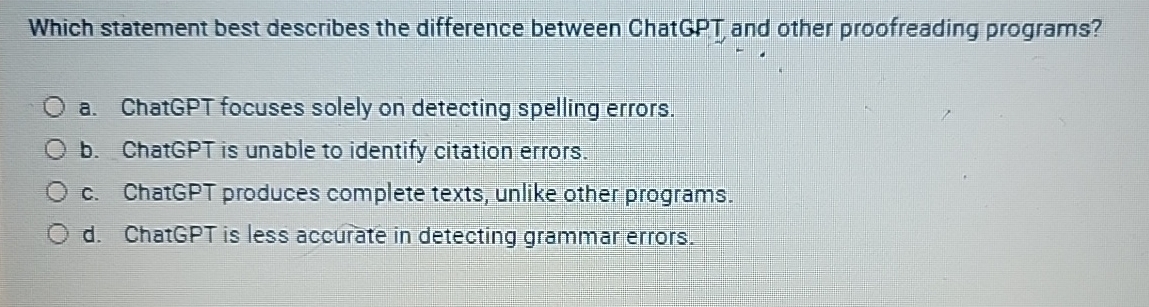 Solved Which statement best describes the difference between | Chegg.com