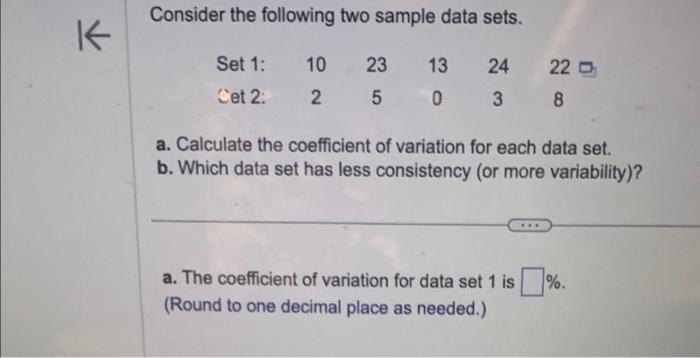 Solved Consider the following two sample data sets. a. | Chegg.com