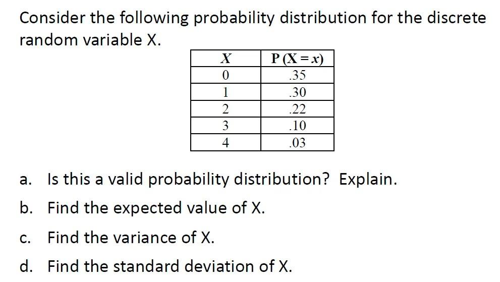 Solved Consider the following probability distribution for | Chegg.com