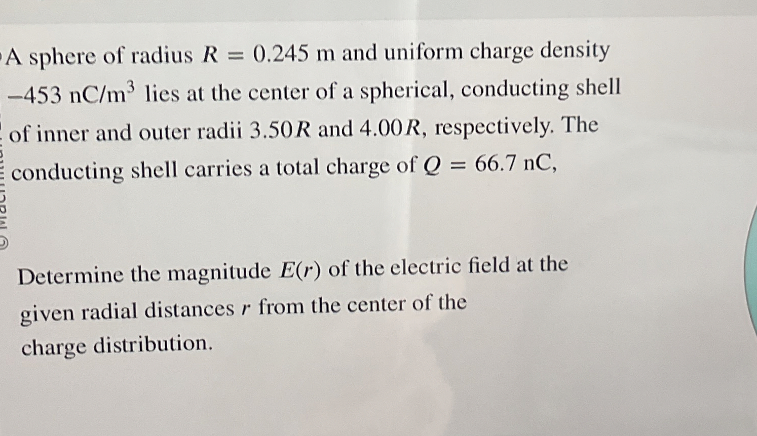 Solved A sphere of radius R=0.245m ﻿and uniform charge | Chegg.com