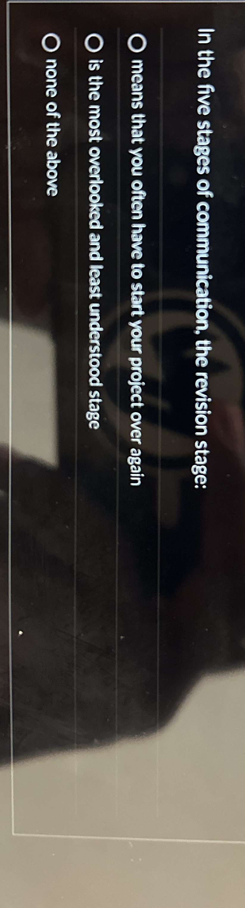 Solved In the five stages of communication, the revision | Chegg.com