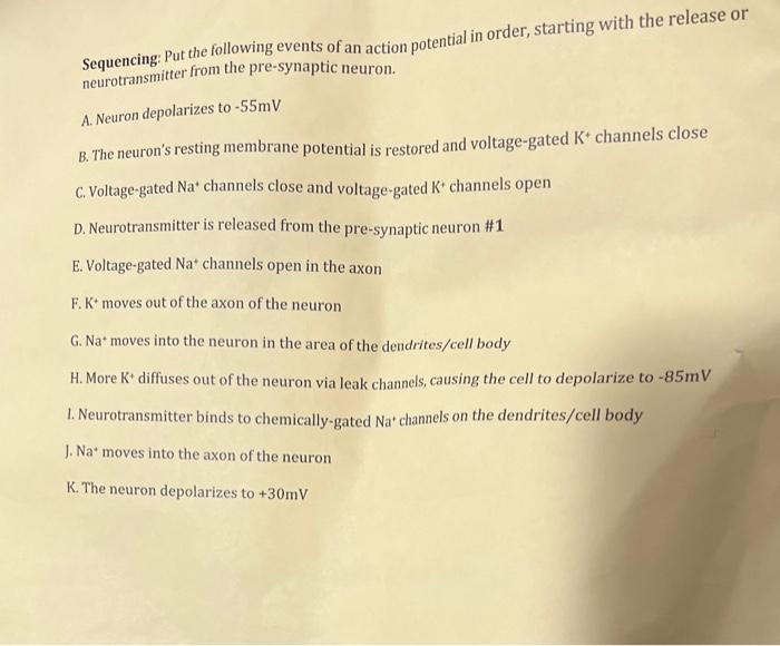 Sequencing: Put the following events of an action | Chegg.com