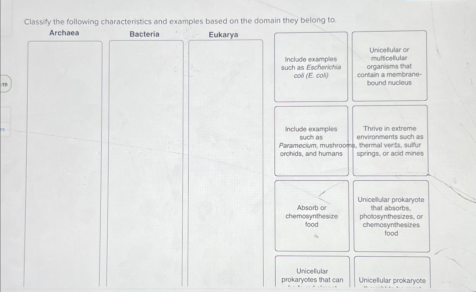 Solved Classify the following characteristics and examples | Chegg.com