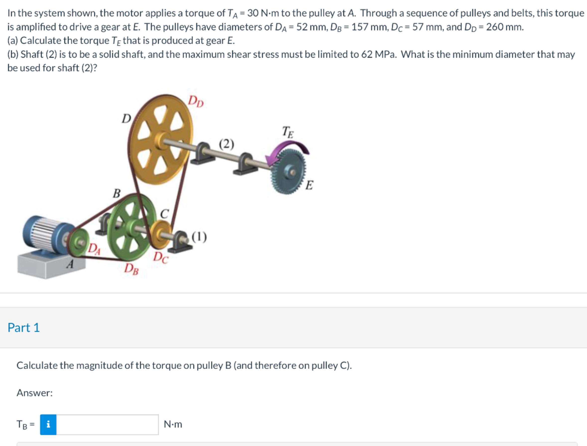 Solved In the system shown, the motor applies a torque of | Chegg.com