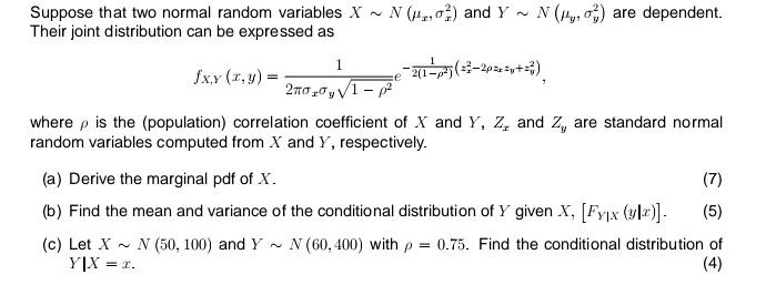 Solved Suppose that two normal random variables X∼N(μx,σx2) | Chegg.com
