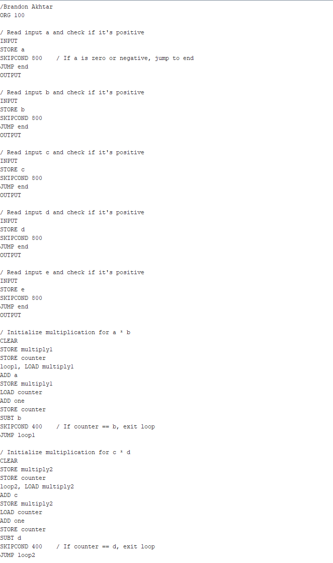 Using the MARIE computer assembly language, write a | Chegg.com
