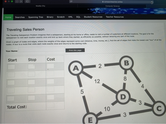 Solved compsc teacher online Muddy City Come Science Home | Chegg.com
