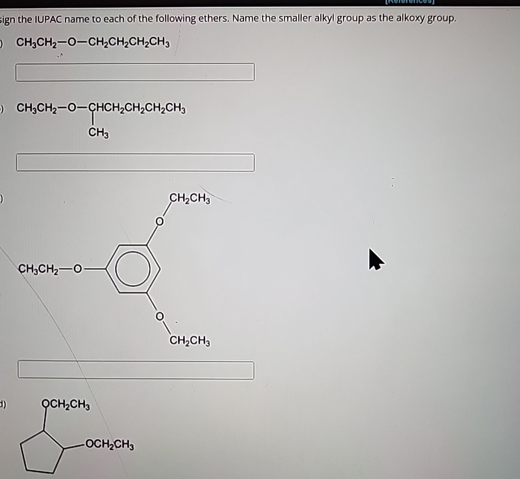 Solved sign the IUPAC name to each of the following ethers. | Chegg.com