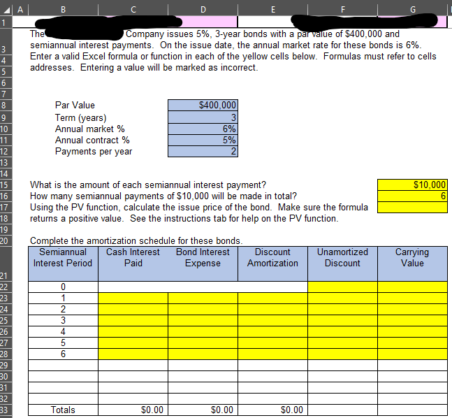 Can you please help me figure out the excel formulas? | Chegg.com