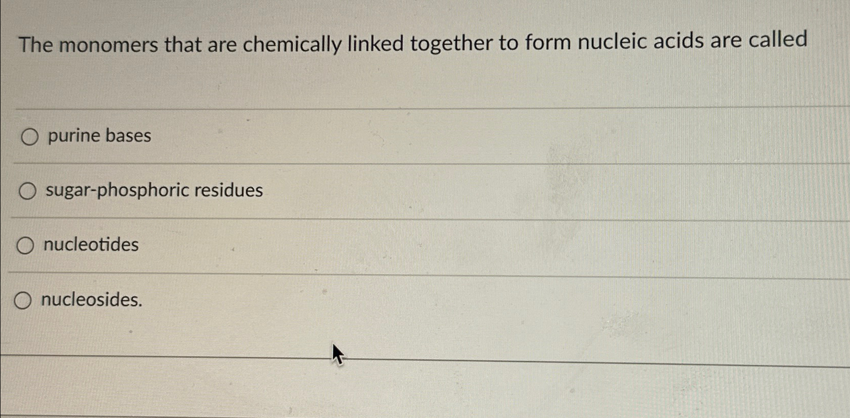 Solved The monomers that are chemically linked together to | Chegg.com