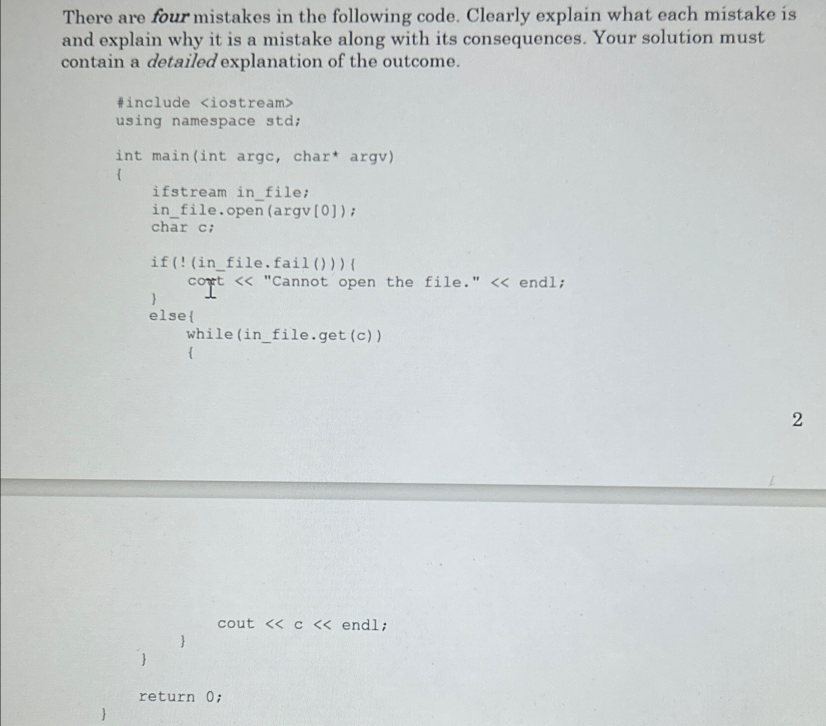 Solved There are four mistakes in the following code. | Chegg.com